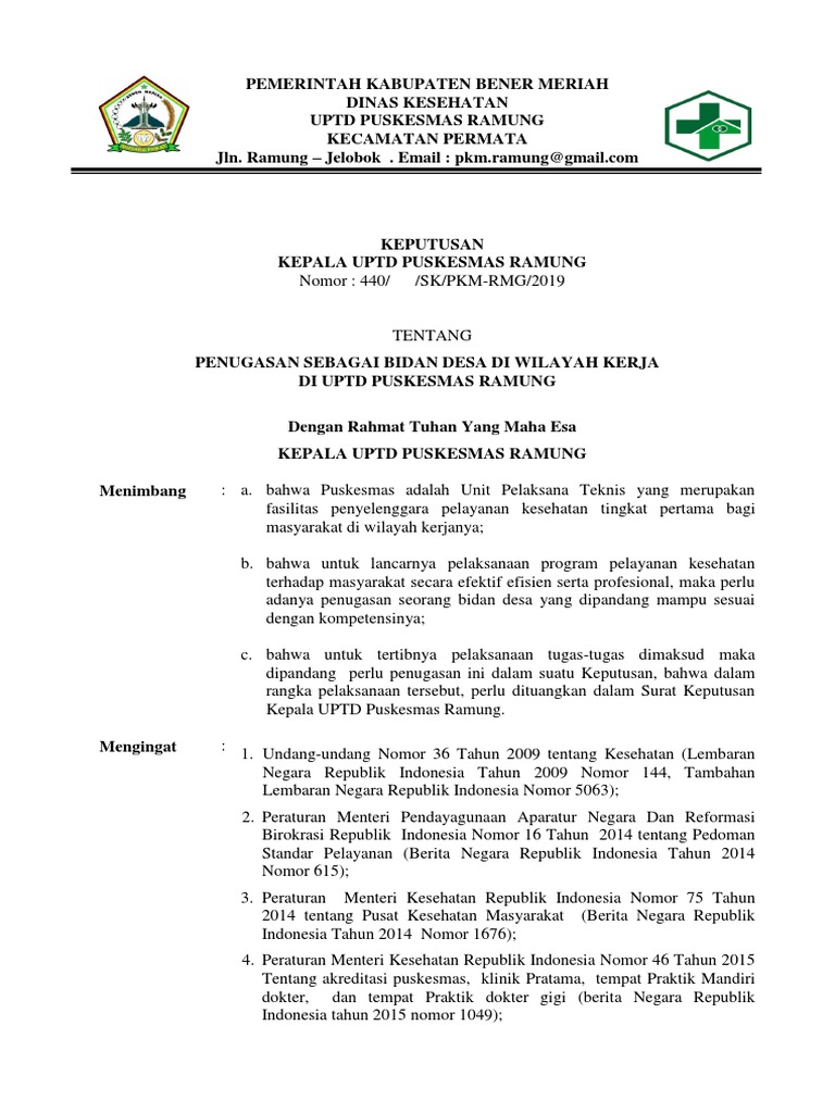 251 SK Penugasan Bidan Desa | PDF