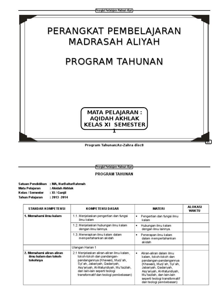 Program Tahunan Aqidah Akhlak Ma | PDF | Kajian Bahasa Asing