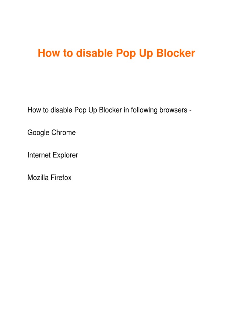 Disable Pop-Up Blocker Guide | PDF | Business | Computers