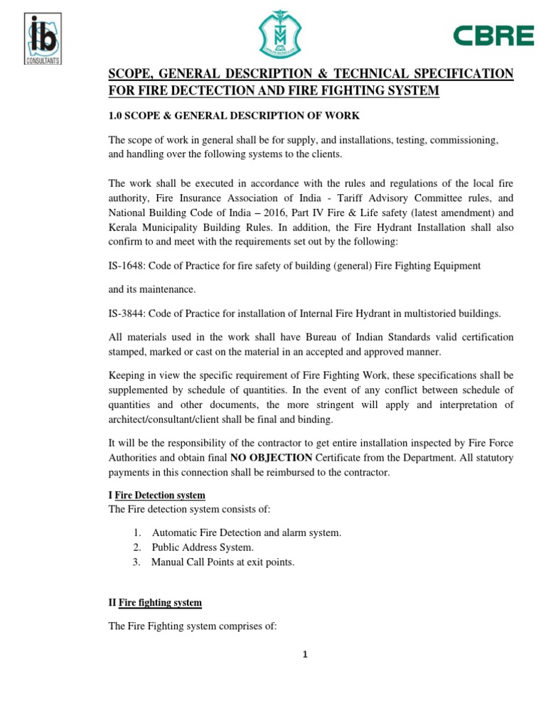 Fire Fighting System Specifications | PDF | Pipe (Fluid Conveyance ...