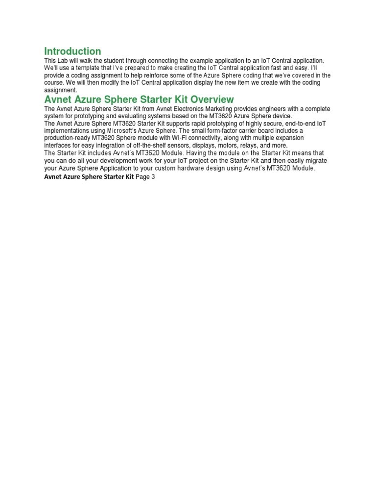 Avnet Azure Sphere Starter Kit | PDF | Microsoft Azure | Internet Of Things