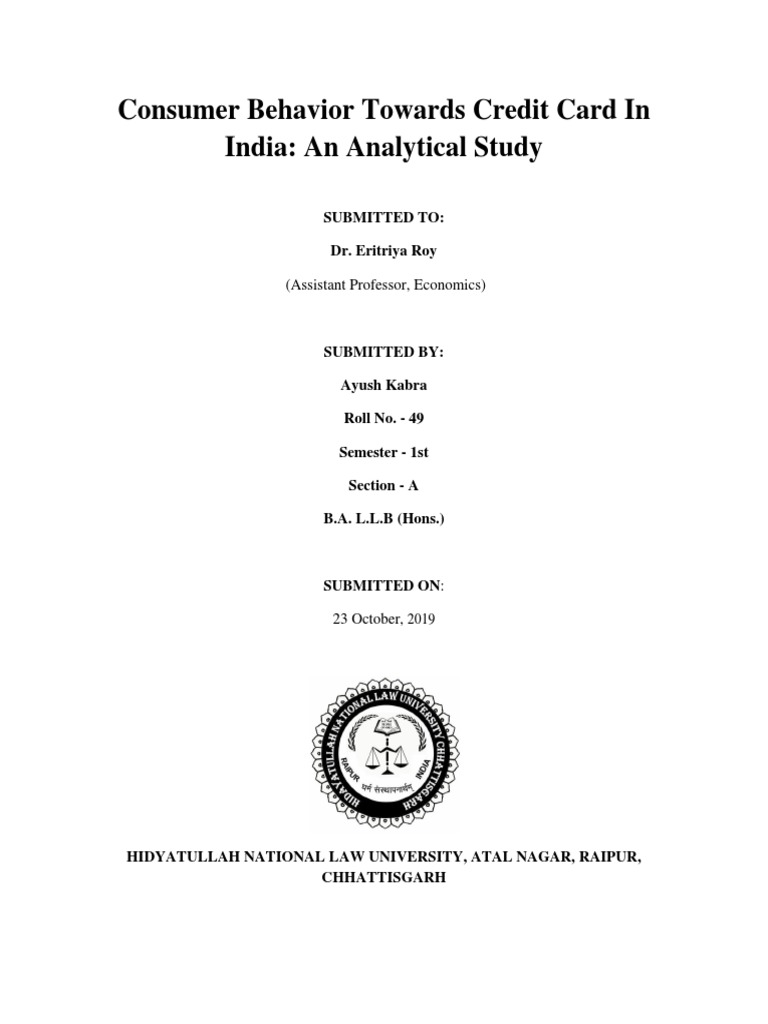 Consumer Behavior Towards Credit Card in India: An Analytical Study ...