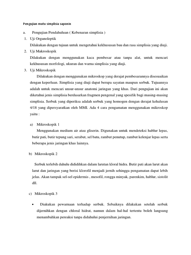 Pengujian Mutu Simplisia | PDF | Sains & Matematika