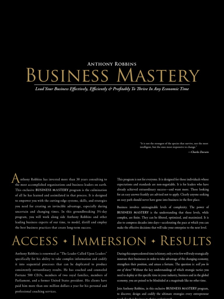 Business Mastery: Anthony Robbins | PDF | Entrepreneurship | Innovation
