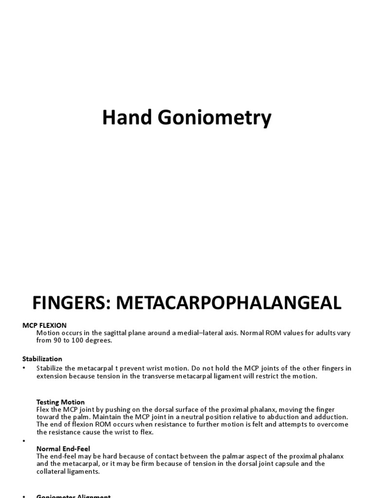 Hand Goniometry 1565417609716 | PDF | Anatomical Terms Of Motion | Thumb