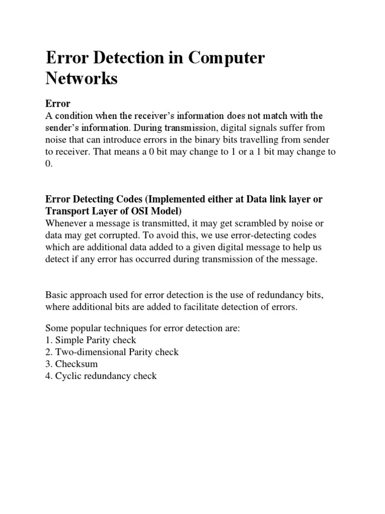 Error-Detection Note Ofnetworking | PDF | Error Detection And ...
