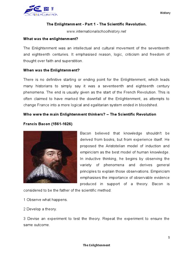 The Enlightenment - Part 1 - The Scientific Revolution.: History | PDF ...