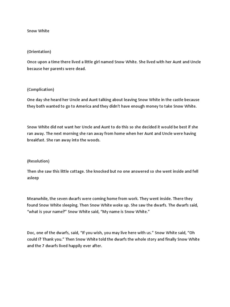 Contoh Narrative Text | PDF | Snow White | German Fairy Tales