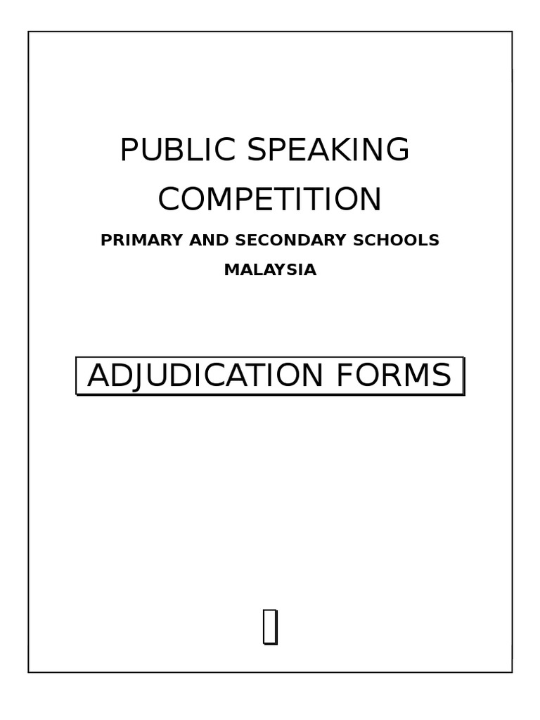 PUBLIC SPEAKING COMPETITION Adjudication Forms | PDF | Languages ...