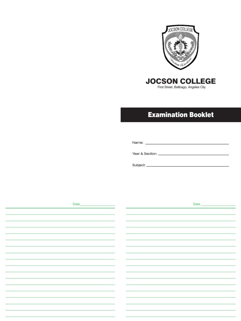 Jocson College Examination Booklet | PDF
