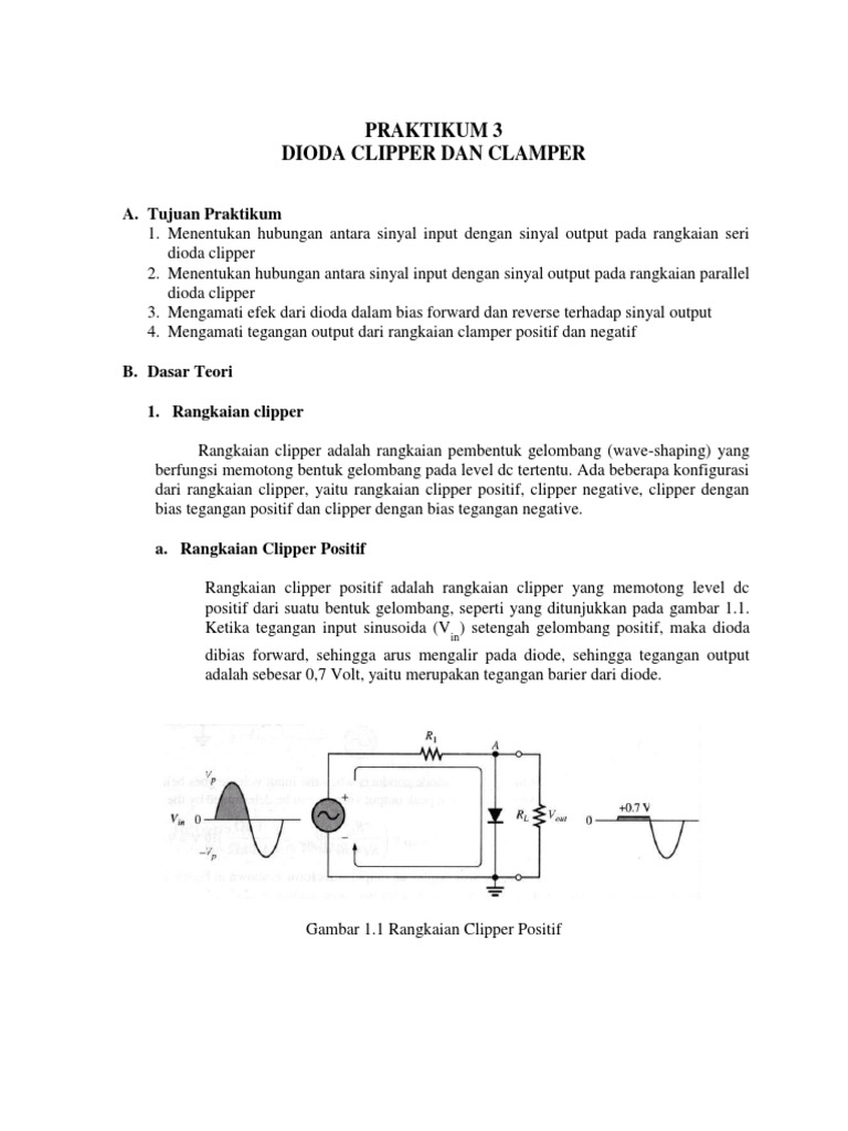 Praktikum Dioda Clipper & Clamper | PDF | Metode & Bahan Ajar | Teknologi & Rekayasa