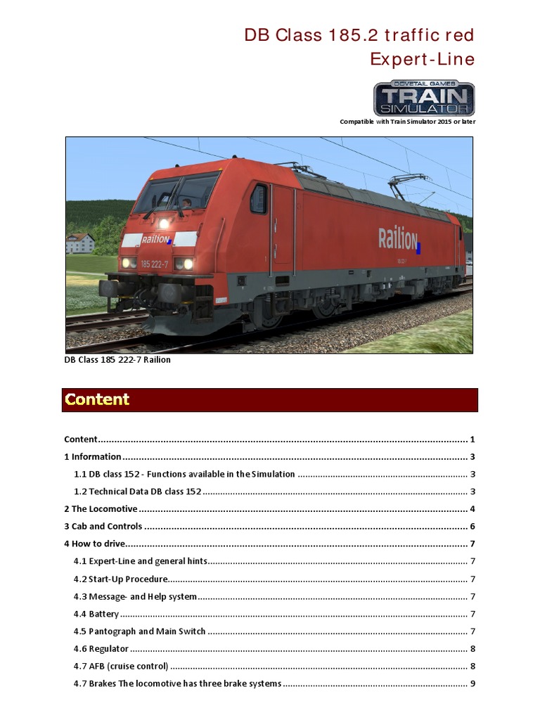 DB Class 185.2 Traffic Red Expert-Line: Compatible With Train Simulator ...