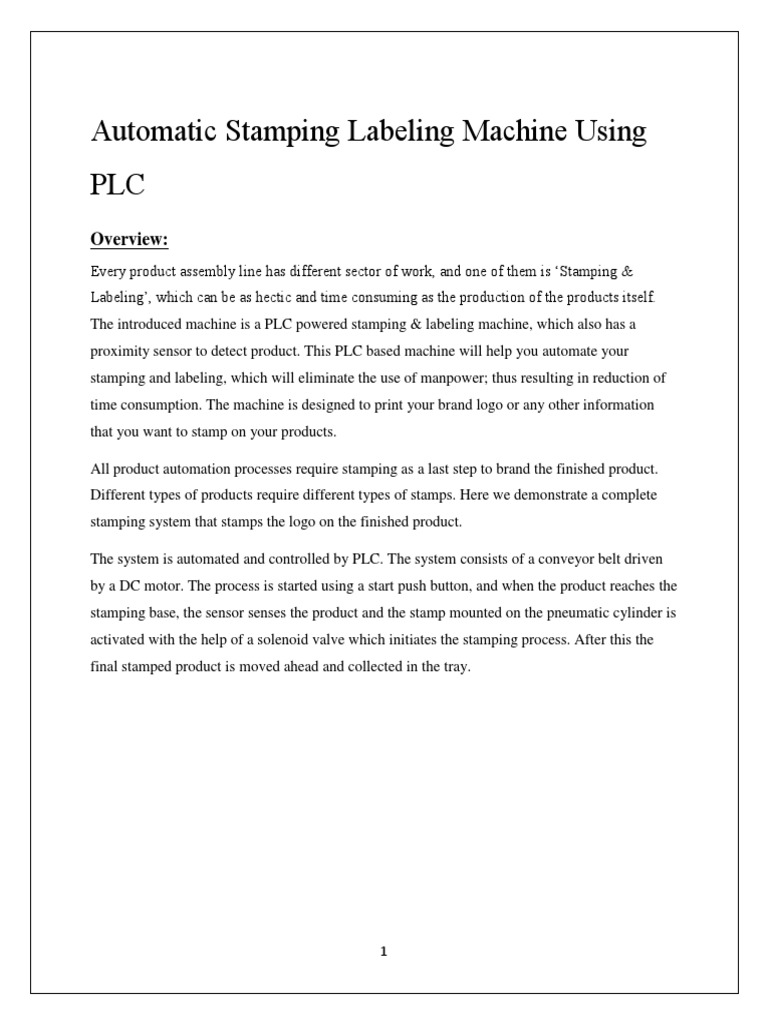 Automatic Stamping Labeling Machine Using PLC | PDF