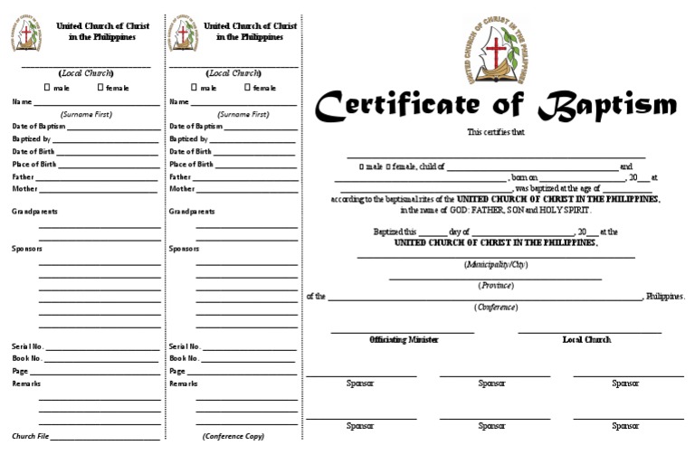 Baptismal Certificate | PDF | Protestant Denominational Families | Baptism