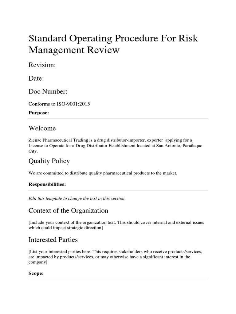SOP Formal Template | PDF | Iso 9000 | Business