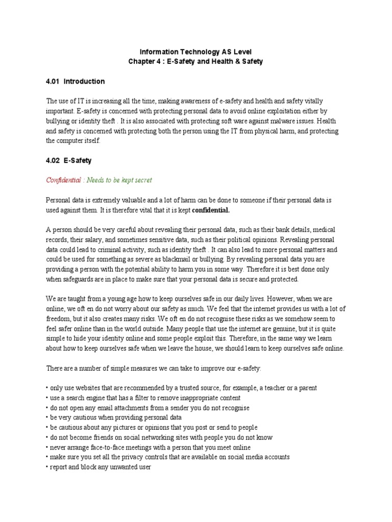 Information Technology As Level Chapter 4 | PDF | Phishing | Malware