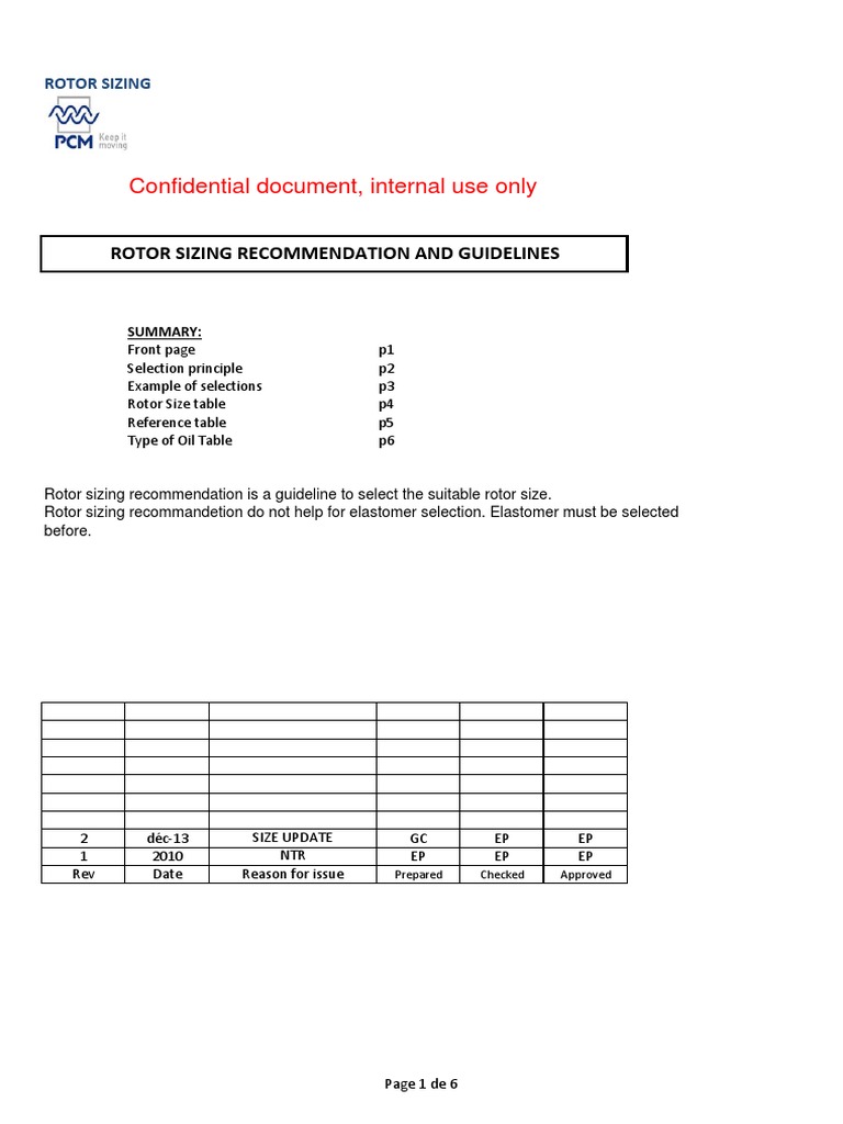 Rotor Sizing Model 2014 Rev2 | PDF | Pump | Viscosity