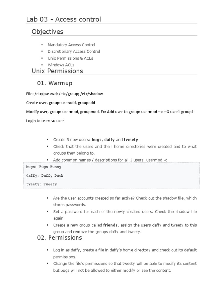 C6 - LAB - Access Control | PDF | Computer File | Computer Security