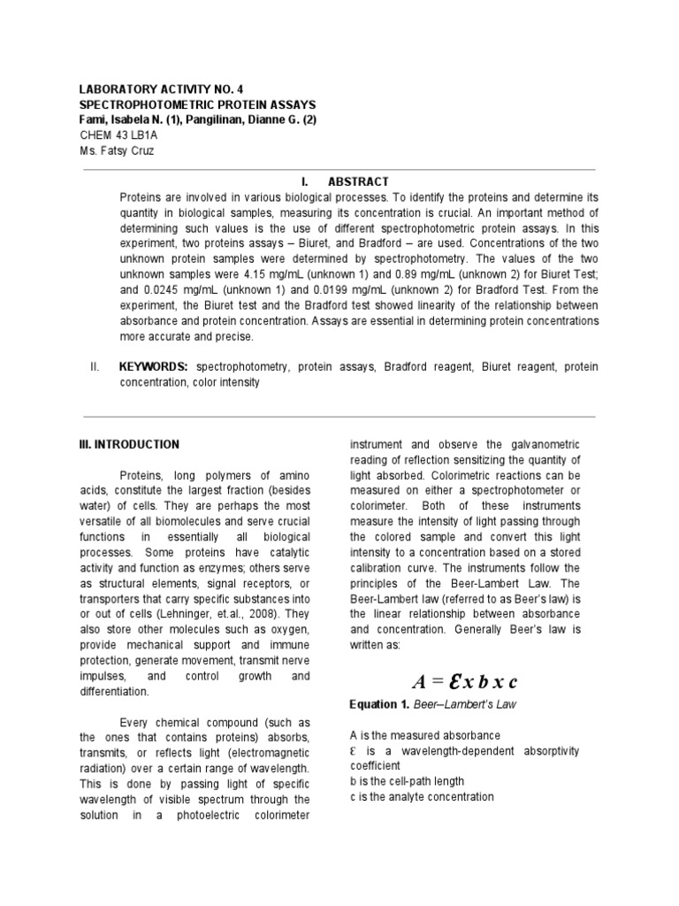 Laboratory Activity No 4 | PDF | Spectrophotometry | Analytical Chemistry