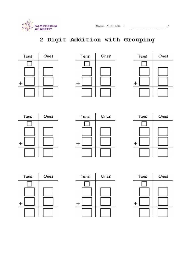 2 Digit N 3 Digit Addition With Grouping | PDF | Computers