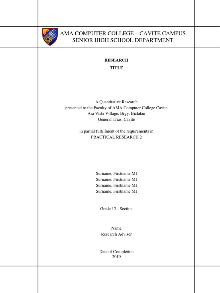 Ama Computer College - Cavite Campus Senior High School Department | PDF