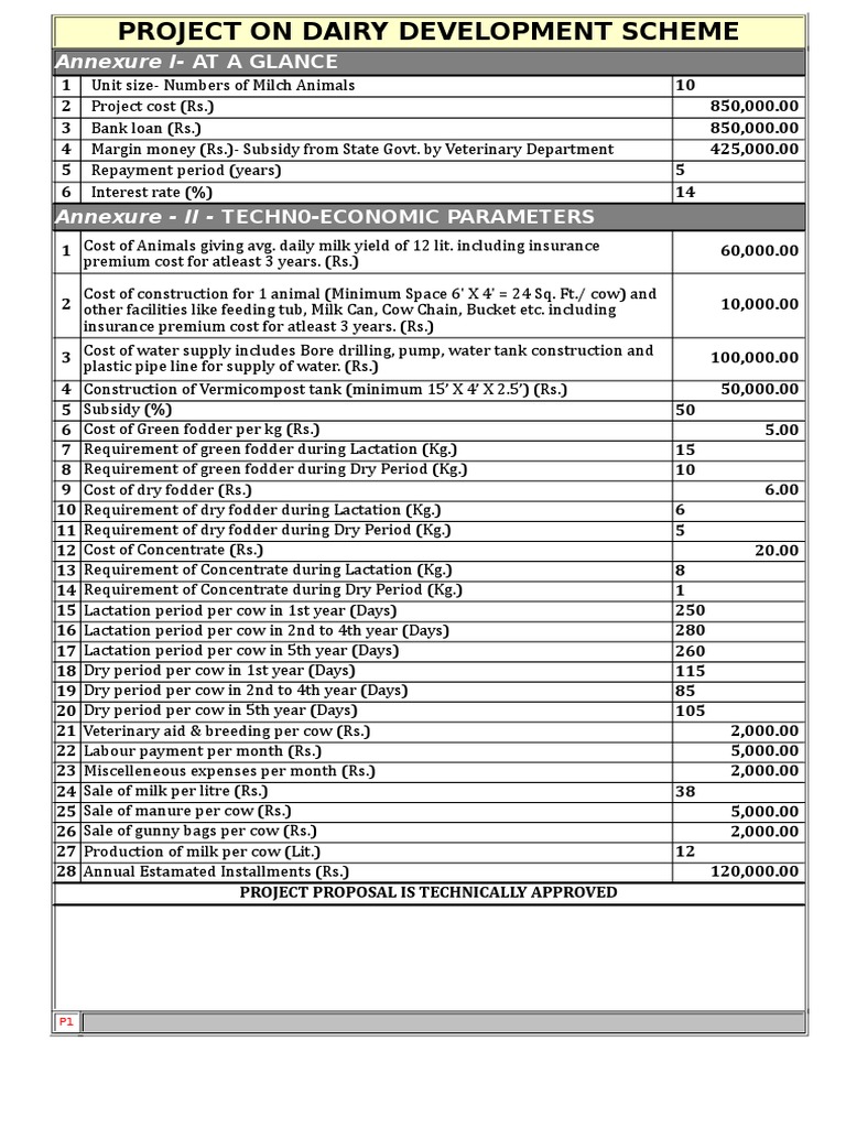 Dairy Project Report Bankable | PDF | Dairy Cattle | Cattle