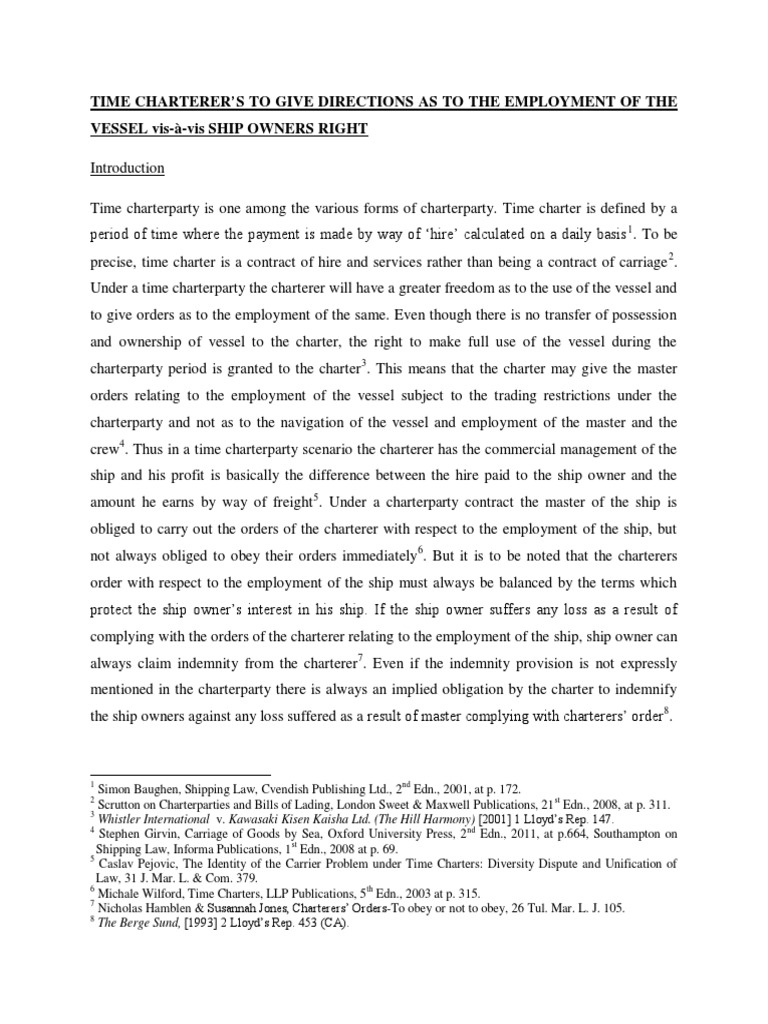 Time Charterer's Right | PDF | Civil Law (Legal System) | Common Law