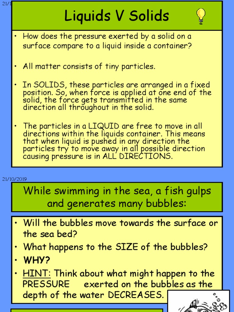 Year 8 - Pressure in Liquids | PDF