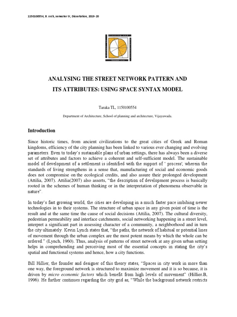 Analysing The Street Network Pattern and Its Attributes: Using Space ...