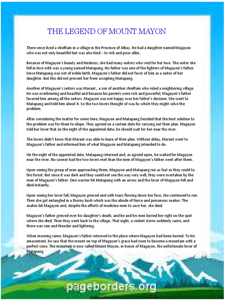 Legend of Mount Mayon: A Tragic Love Story | PDF