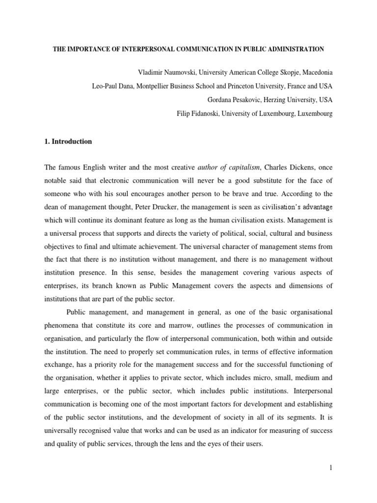 Effective Interpersonal Communication in Public Administration: A Key ...