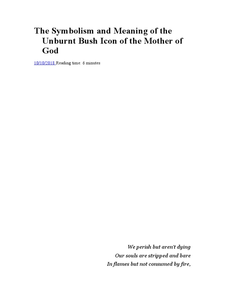 The Symbolism and Meaning of The Unburnt Bush Icon of The Mother of God ...