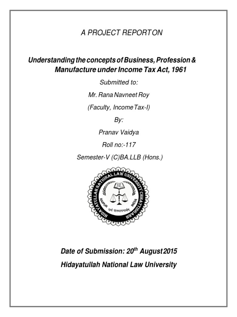 Income Tax Project | PDF | Partnership | Profession