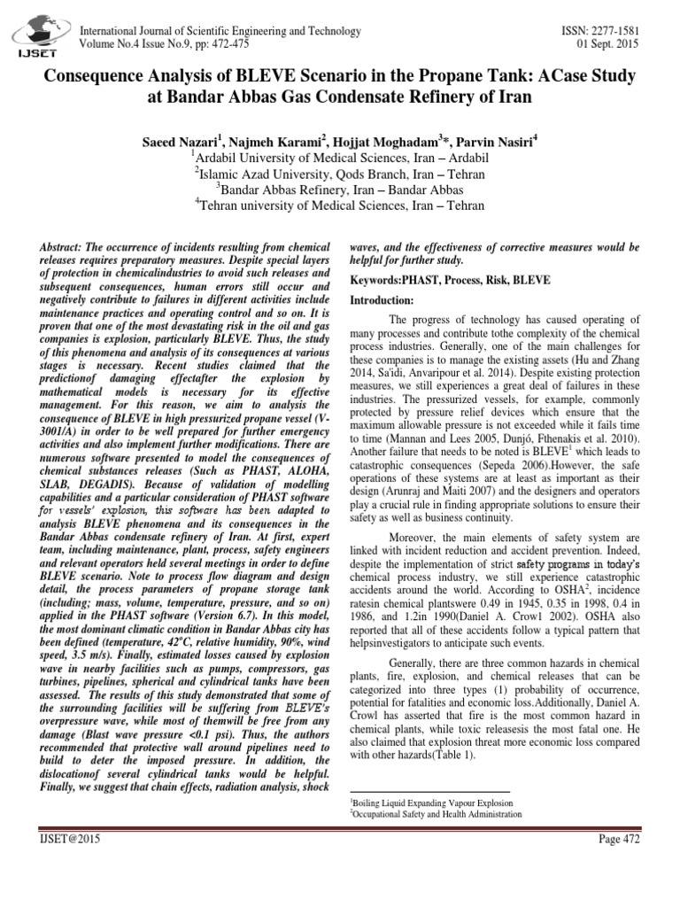 BLEVE Consequence Analysis in Propane Tank | PDF | Explosion | Oil Refinery