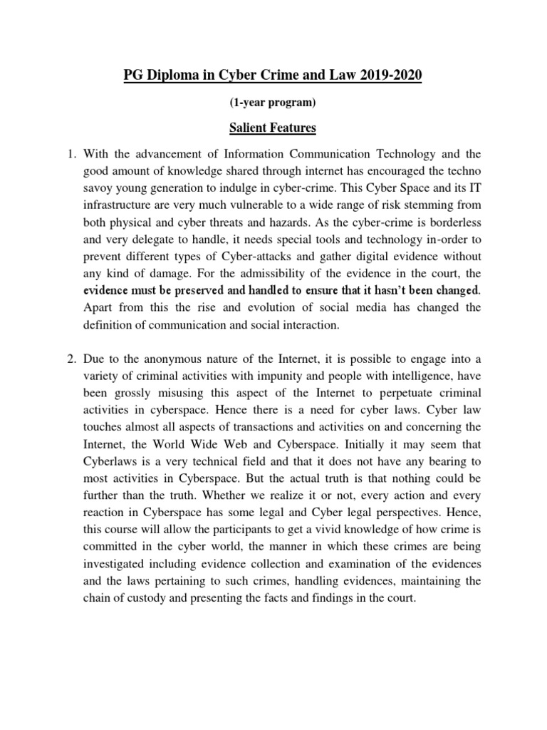 PGD in Cyber Crime and Law Syllabus | PDF | Cloud Computing | Computer ...