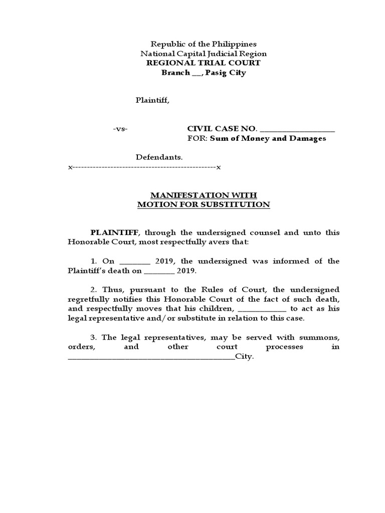 Motion For Substitution | PDF