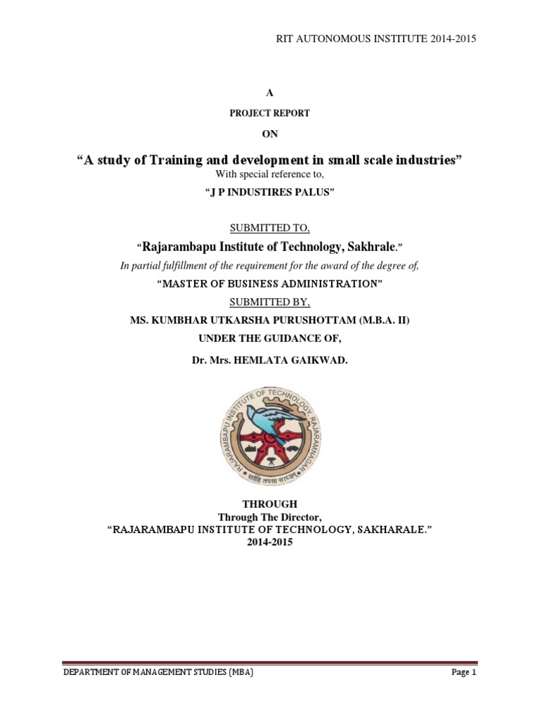 Mba Final Project Report (Training & Development) | PDF | Human ...