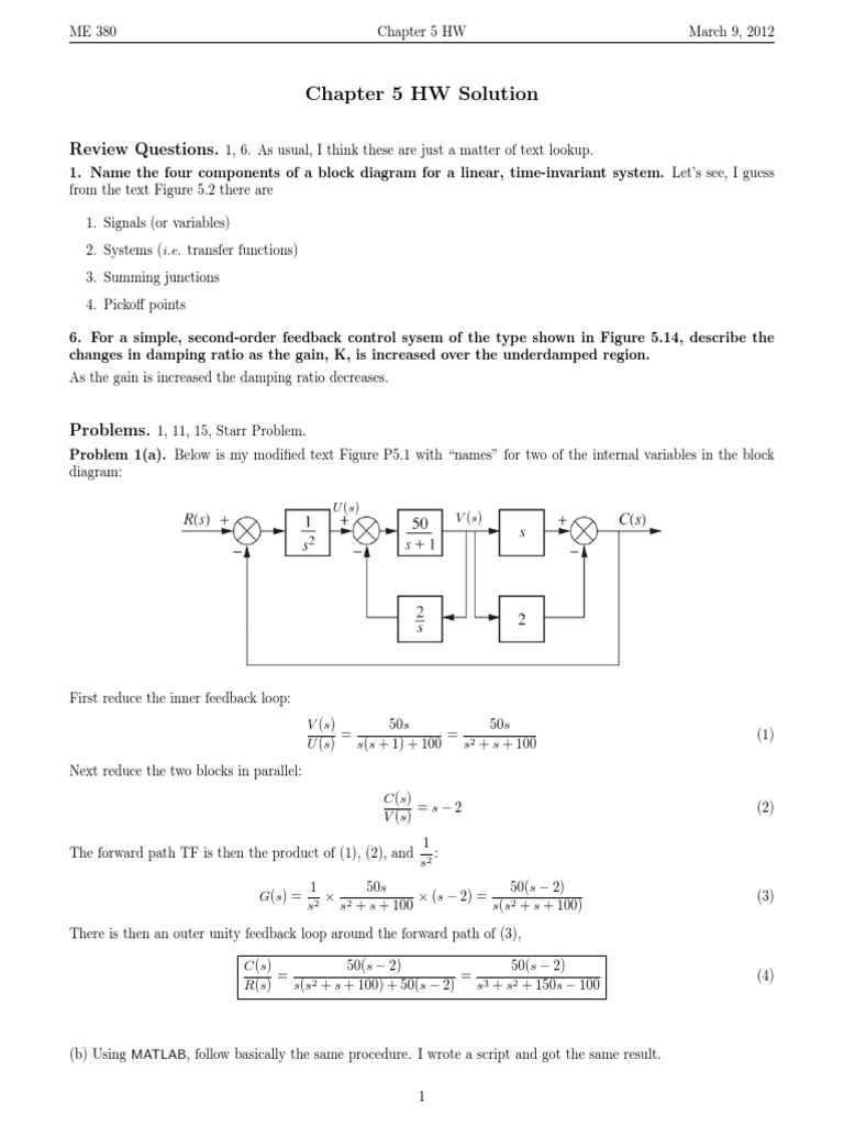 Chapter 5 HW Solution: Review Questions | PDF | Applied Mathematics | Systems Theory