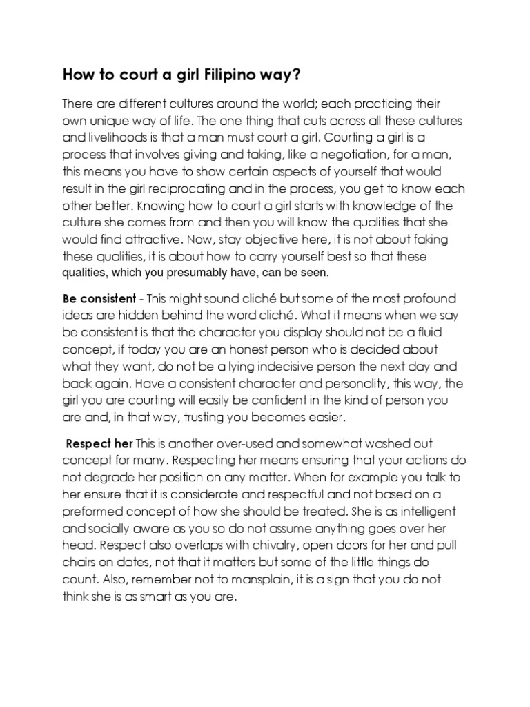 How To Court A Girl Filipino Way | PDF | Behavioural Sciences | Cognition