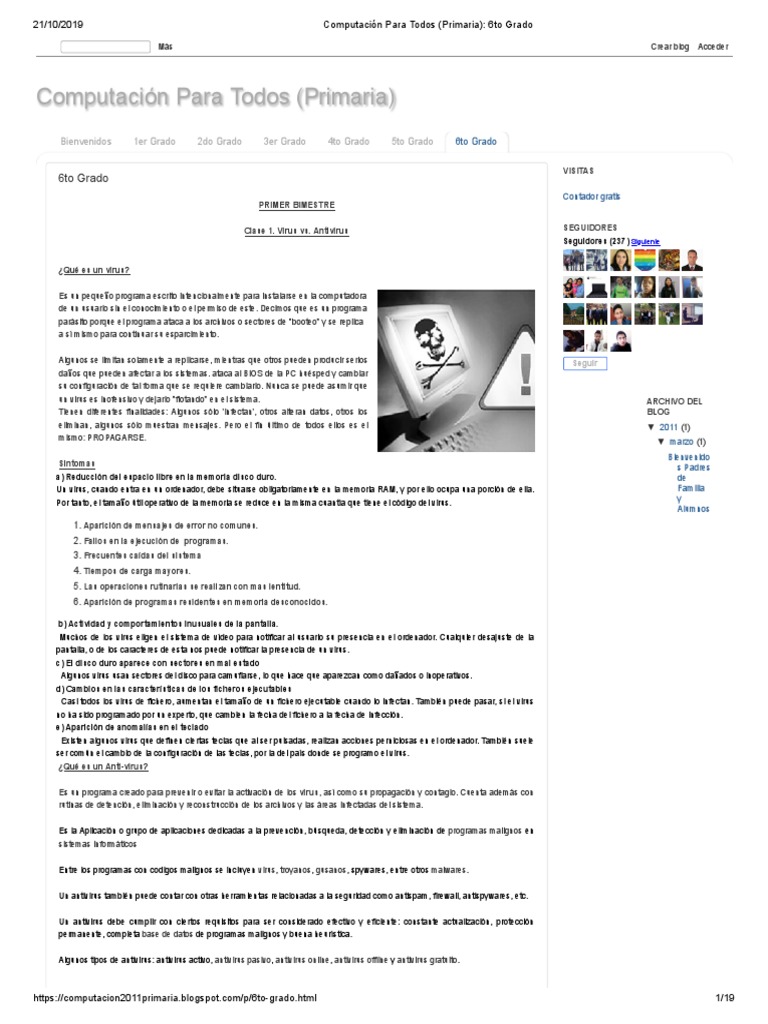 Computacion para Niños 6to Grado | PDF | Virus de computadora | Microsoft PowerPoint