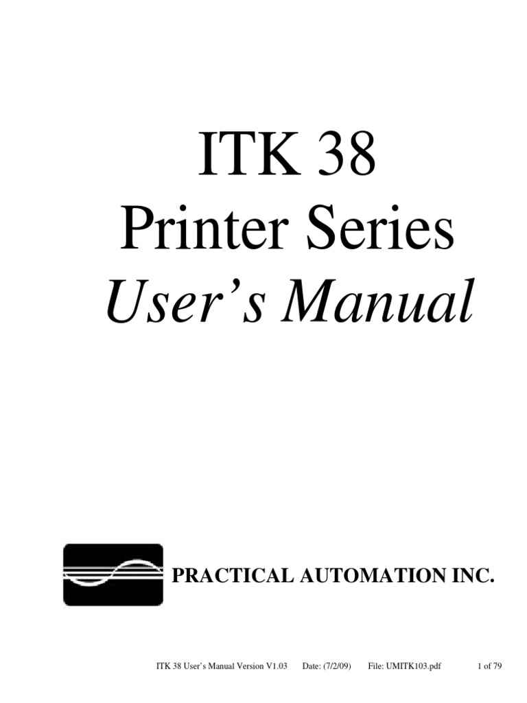 ITK 38 Printer Series: User's Manual | PDF | Flash Memory | Printer ...