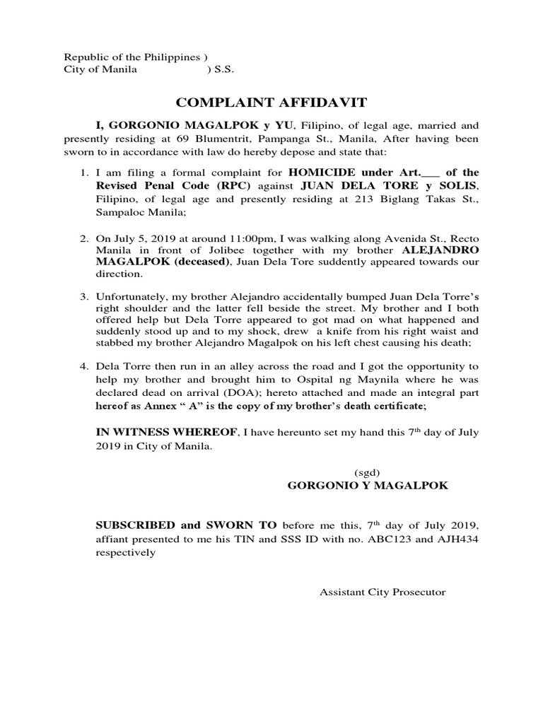 Complaint Affidavit | PDF | Affidavit | Criminal Law