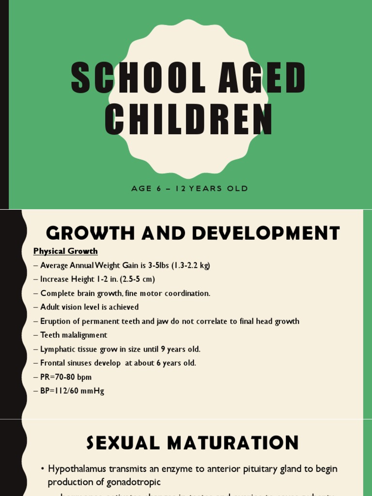 Development of School Age Children | PDF | Puberty | Obesity