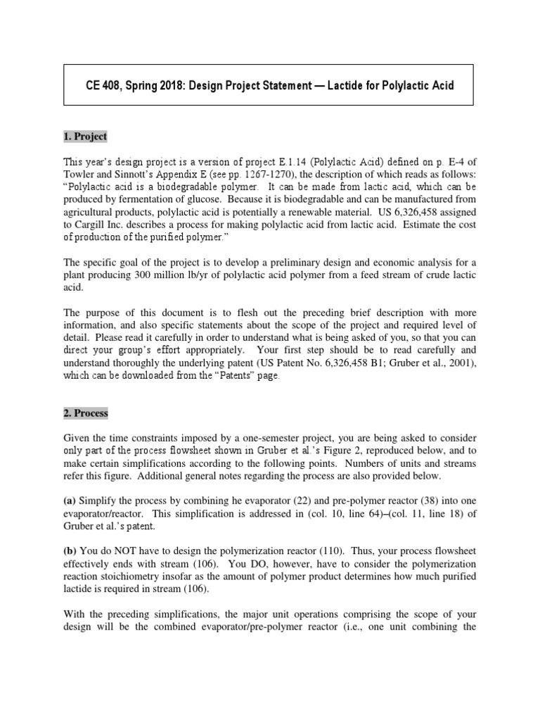 Ce408 Design Project Statement | PDF | Distillation | Heat Exchanger