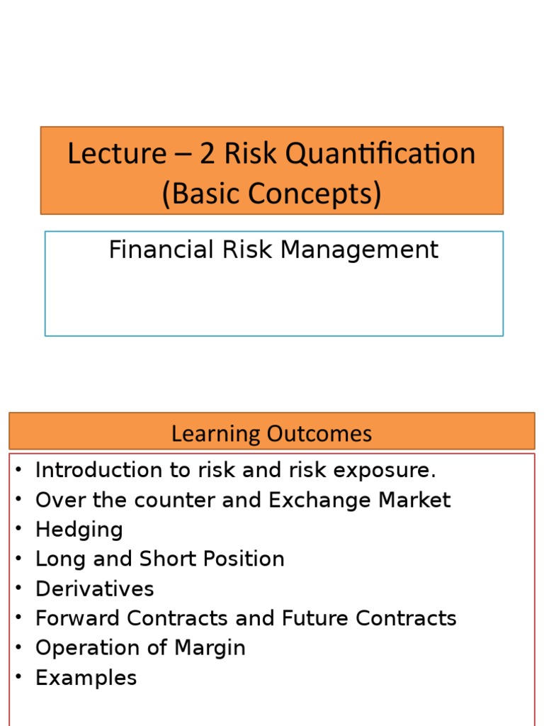 Updated Lecture 2 Risk Quantification Basic Concepts Pdf