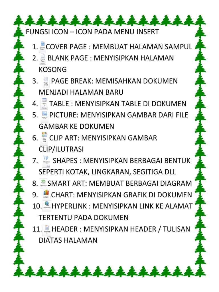 Fungsi Ikon pada Menu Insert Word | PDF