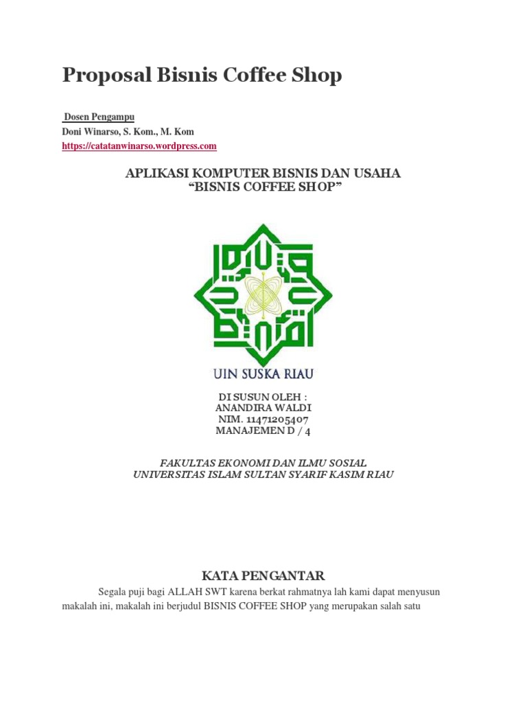 Proposal Bisnis Coffee Shop | PDF