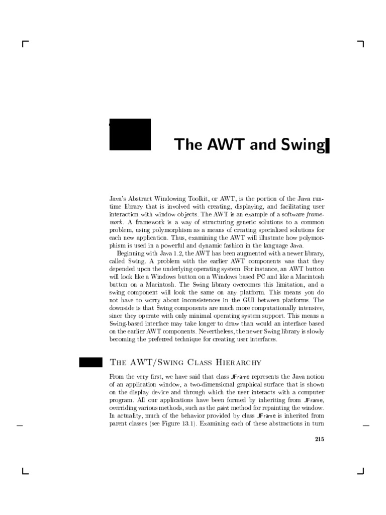 The Awt/Swing Class Hierarchy: Jframe Jframe Paint Jframe | PDF | Dialog Box | Inheritance ...