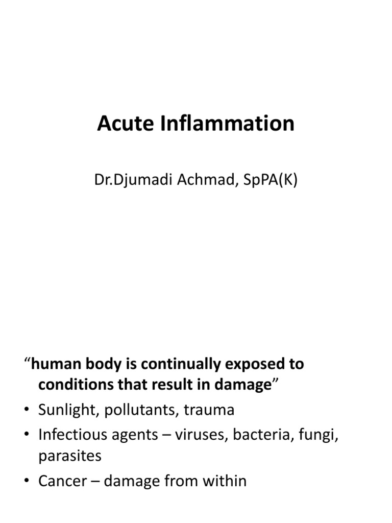 Acute Inflammation: DR - Djumadi Achmad, Sppa (K) | PDF | Cell Adhesion ...