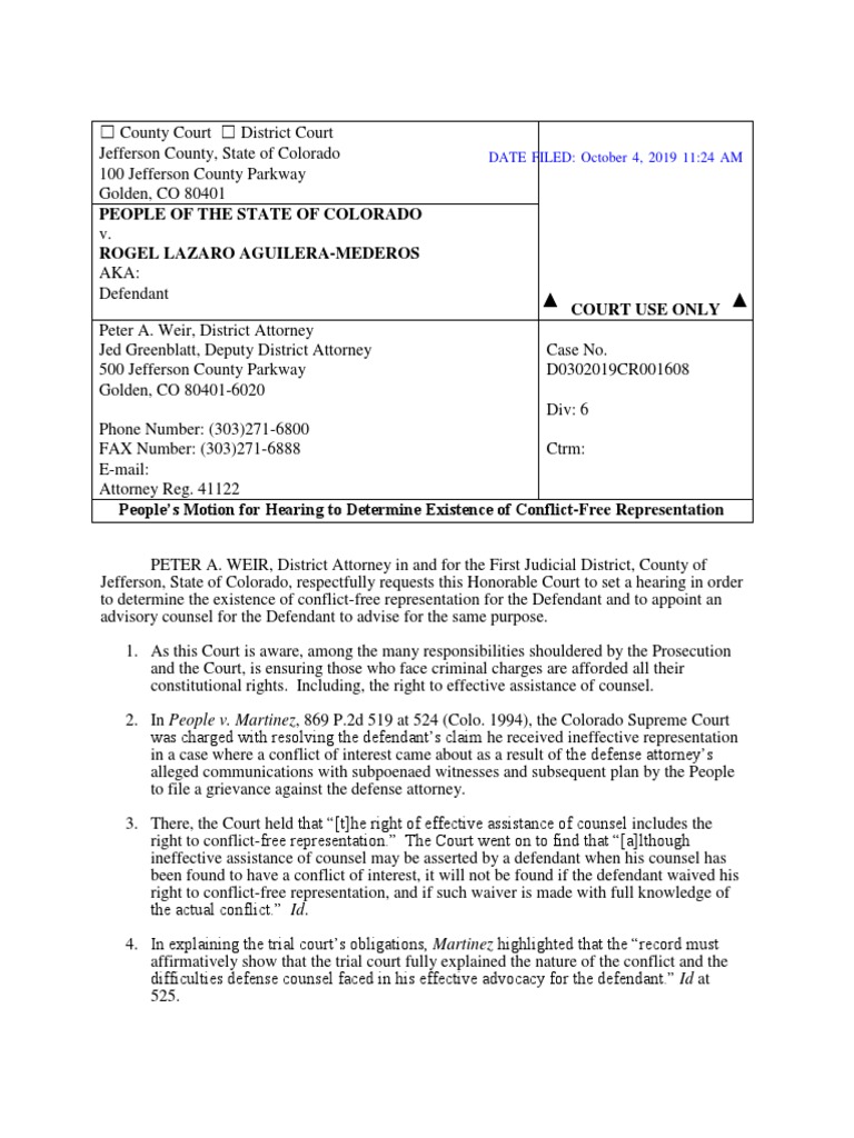 Rob Corry: People's Motion For Hearing To Determine Existence of ...